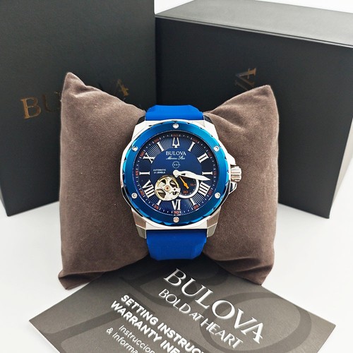 Bulova 98A303 Marine Star Blue Dial - Silicon Strap Men's 45mm ...