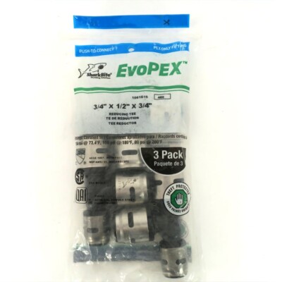 SharkBite EvoPex, 48E, K444Z3, Reducing Tee 3/4" x 1/2" x 3/4, Push To ...