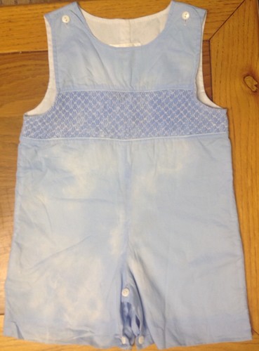 EUC Strasburg Shortall 1 Piece Smocking Easter Pastel Blue & White 24 ...