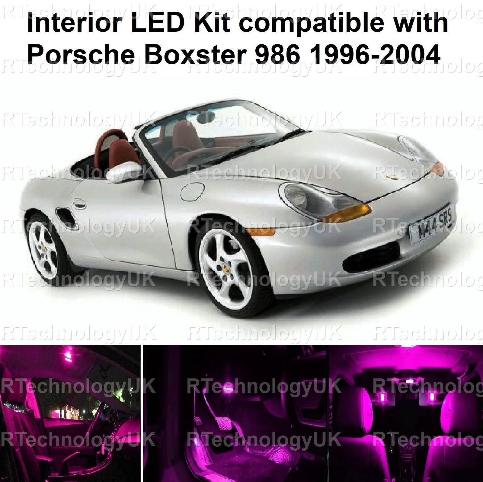 PREMIUM INTERIOR PINK LED LIGHT KIT compatible with PORSCHE BOXSTER 986 ...