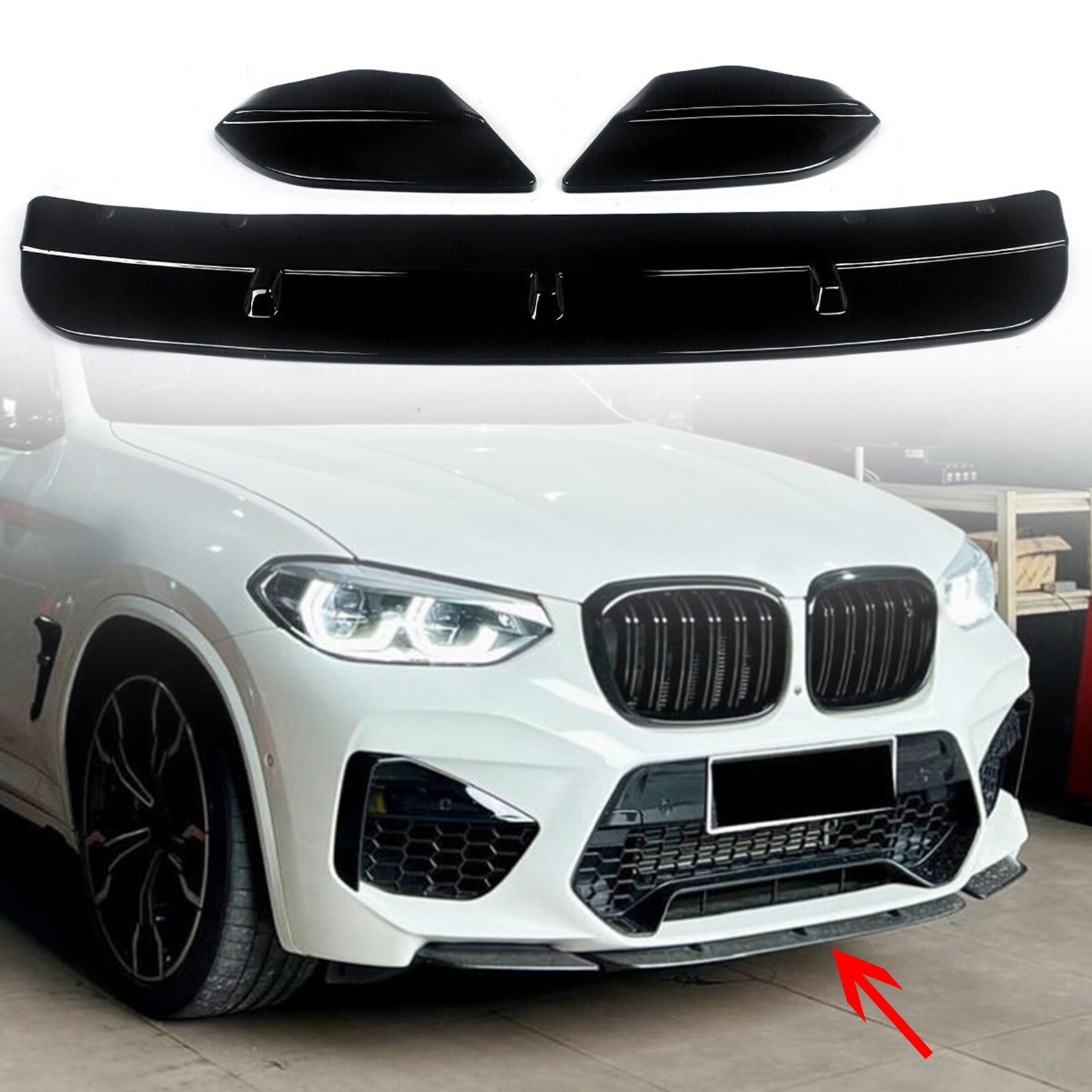 Glossy Black Front Bumper Lip Splitter For BMW X3M X4M F97 F98 Pre ...
