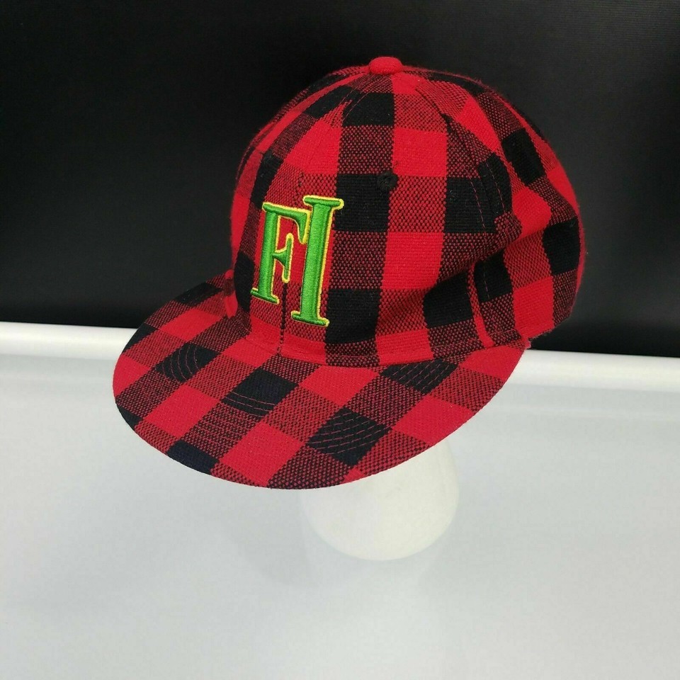 Baseball Cap KB Ethos Red Plaid FI Mens Embroidery Fitted Hat Size XL ...