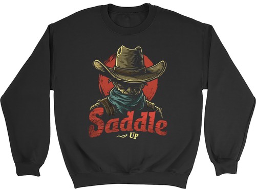 Wild West Cowboy Sweatshirt Mens Womens Saddle Up Western Gift Jumper ...