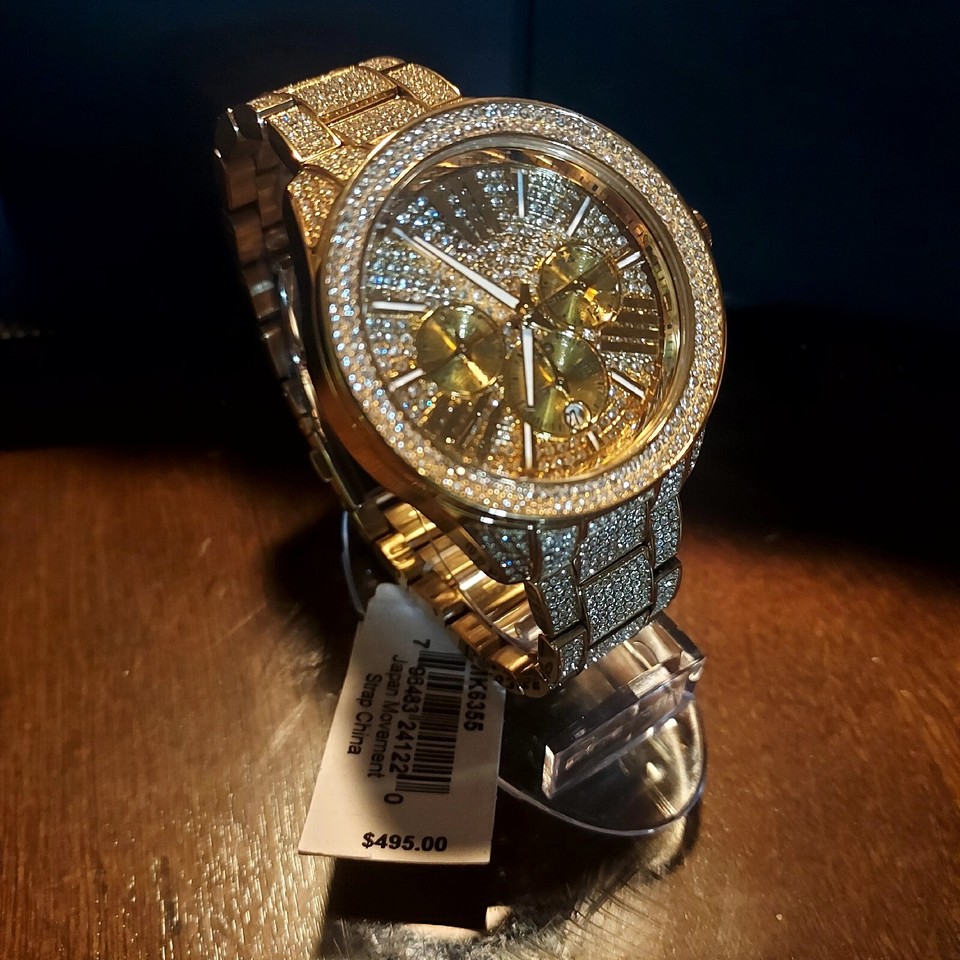 Michael Kors MK6355 Wren Crystal Gold Stainless Steel Chronograph ...
