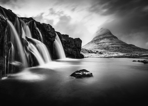 Waterfall Black and Whigt PREMIUM POSTER FILM PRINT HIGH QUALITY Thick ...