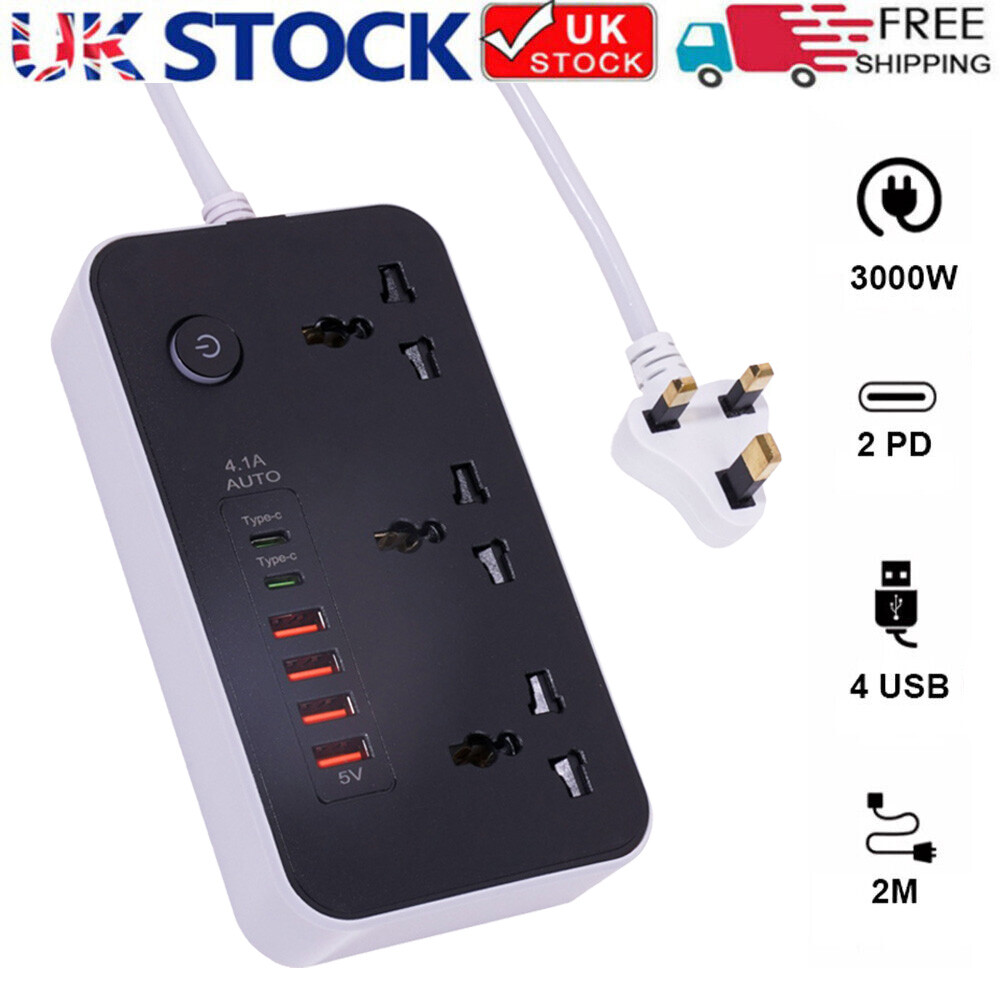 Usb Multi Plug Extension Lead Knightsbridge Smart 3G Surge Protected