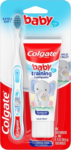 Colgate Baby Training Toothpaste and Toothbrush Kit, Mild Fruit Flavor ...