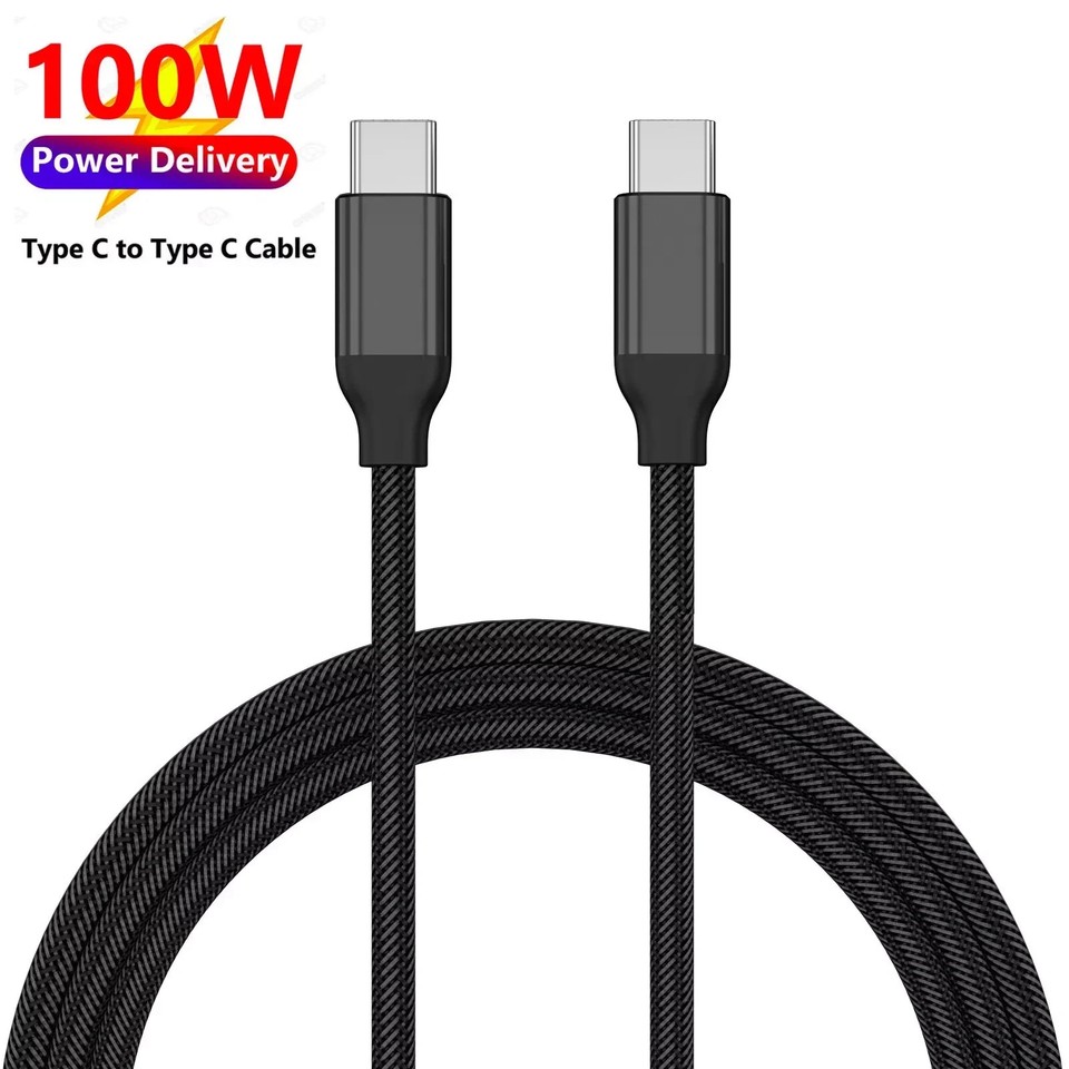 Type C to Type C Cable PD 100W Fast Charger Long Braided Alloy USB-C ...