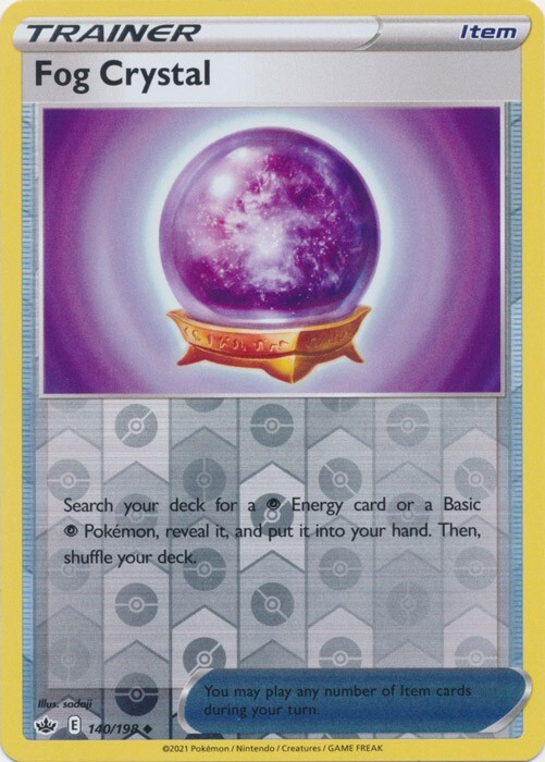 Reverse Holo Pokemon TCG SWSH Chilling Reign Fog Crystal 140/198 NM ...