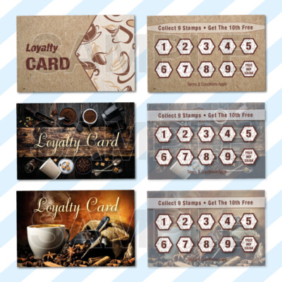 Loyalty Reward Stamps Cards Drinks Coffee Shop Cafe Hotels Pubs Bars ...