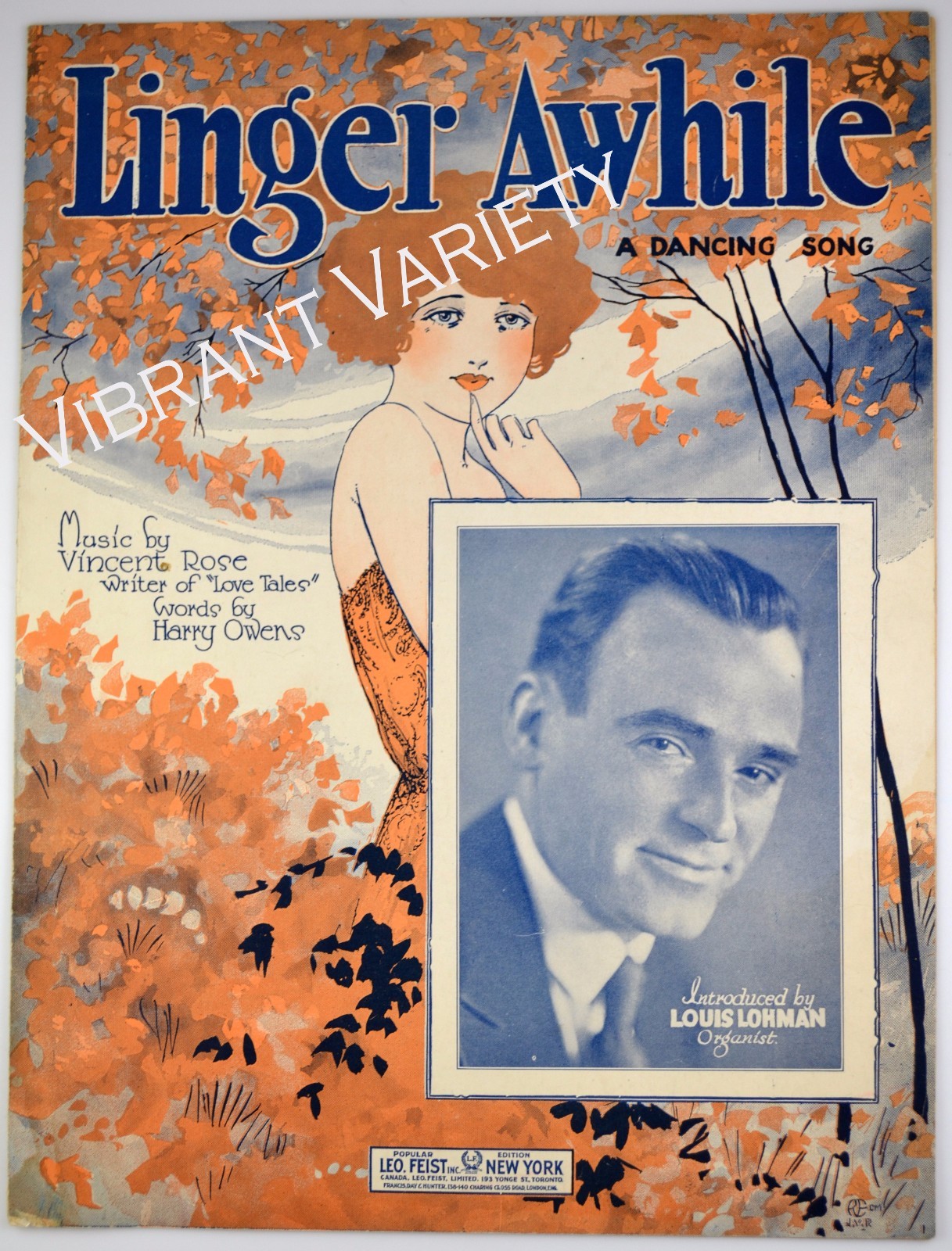 Linger Awhile A Dancing Song 1923 sheet music Art By JMR | eBay