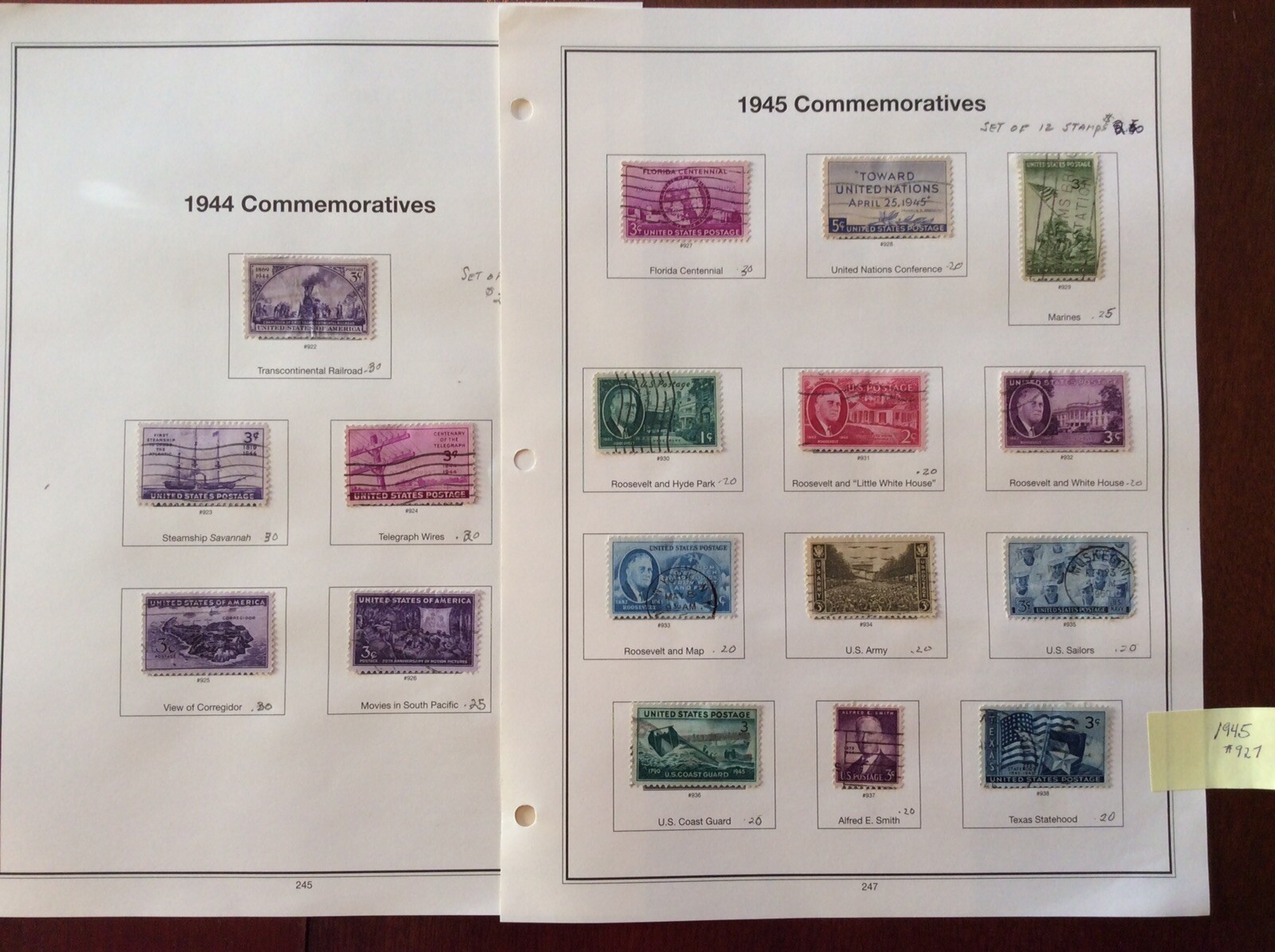 US Stamp Year Sets 1940 To 1949. 10 Complete Sets. See Description ...