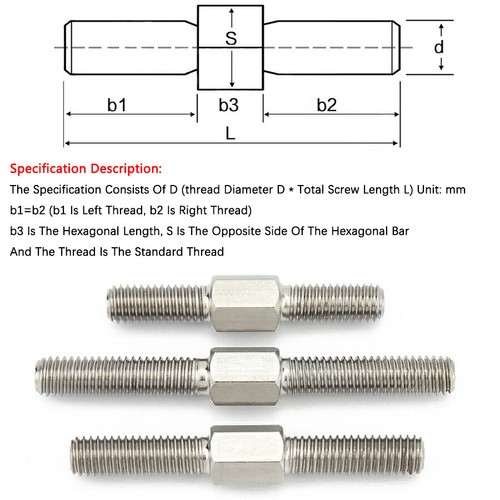 M4-M16 304 Stainless Steel Double End Studs Bolt Left and Right Thread ...