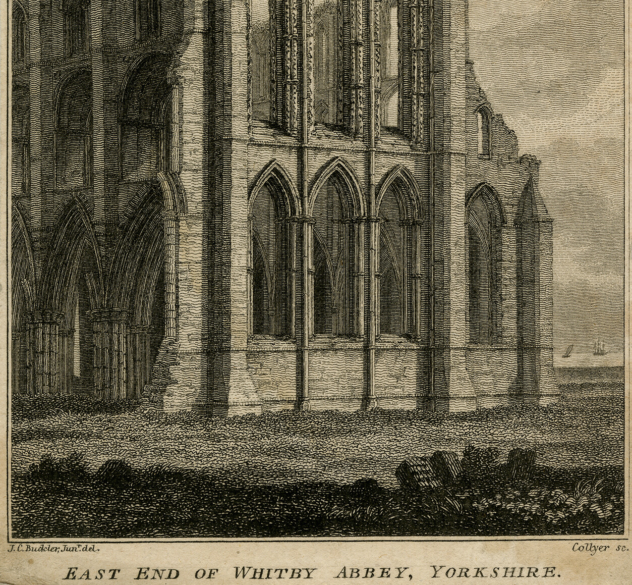 Antique Print-View of Whitby Abbey in Yorkshire-England-Buckler-Collier ...