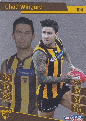 AFL 2022 Teamcoach Hawthorn Hawks - Chad Wingard Silver Card No.104 ...