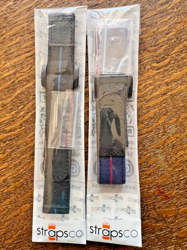 Strapsco Elastic Military-style Watch Straps 20mm wide (Blue-Red/Black ...