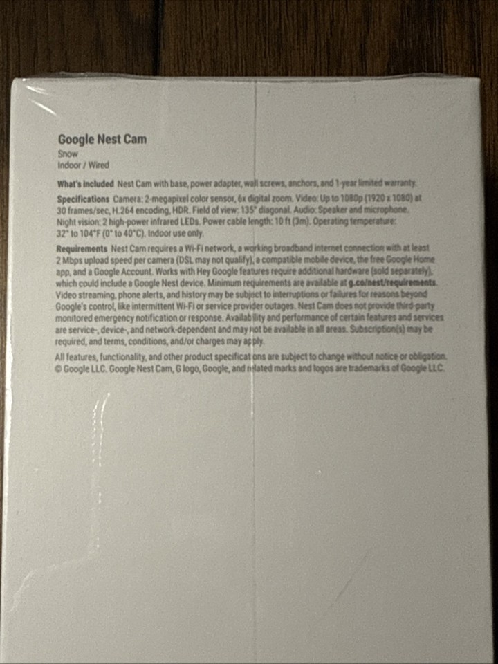 Google Nest Cam Indoor Wired Security Camera 2nd Gen (GA01998-US) White ...