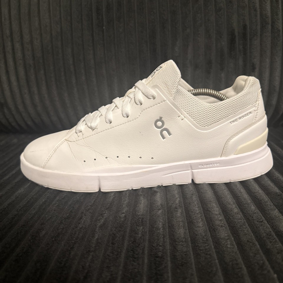 On Cloud Mens The Roger Sneaker White Leather Casual Trainer Shoe Low ...