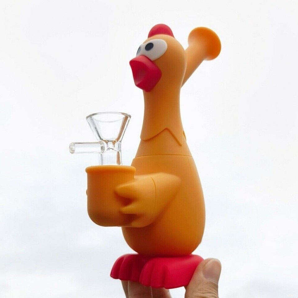 6.8" Silicone Pipe Bong Screaming Chicken Smoking Water Pipe Hookah ...