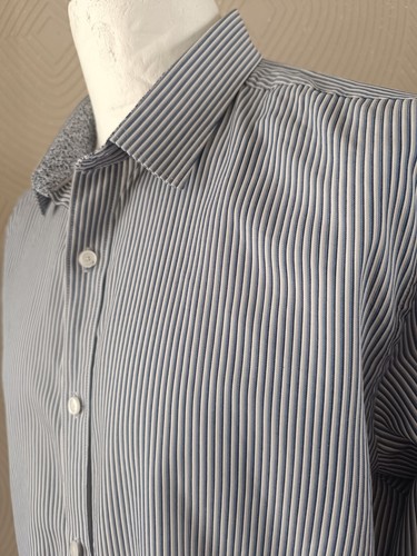 Jasper Conran Men's Long Sleeve t Blue Stripe Shirt, Box Pleat Size XL ...