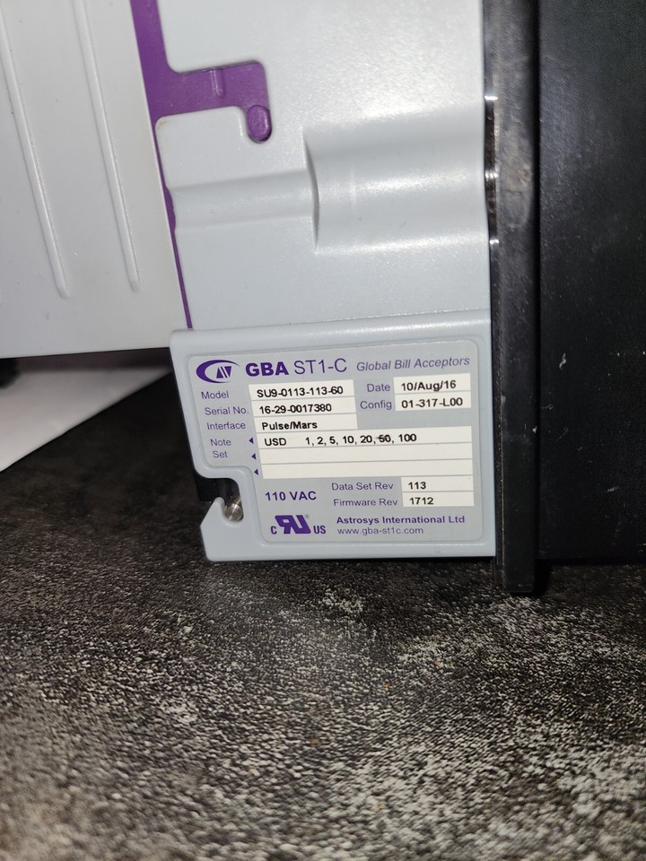 Astrosystem GBA ST1-C Bill Acceptor Upstacker Replacement $1 - $100 USD ...