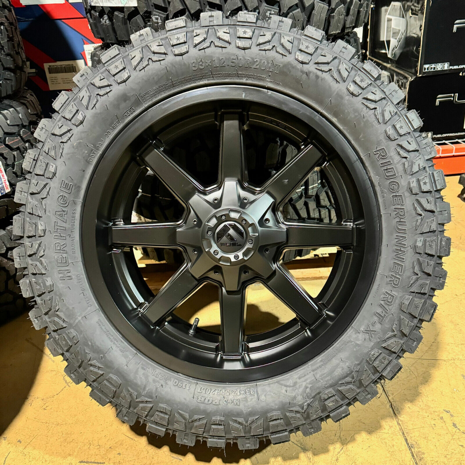 20x9 Fuel D436 Maverick Black Wheels 33" AT Tires 6x5.5 19+ Dodge Ram ...