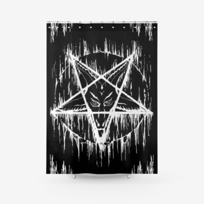 Satanic Pentagram Melting Version Textured Fabric Shower Curtain Bath ...