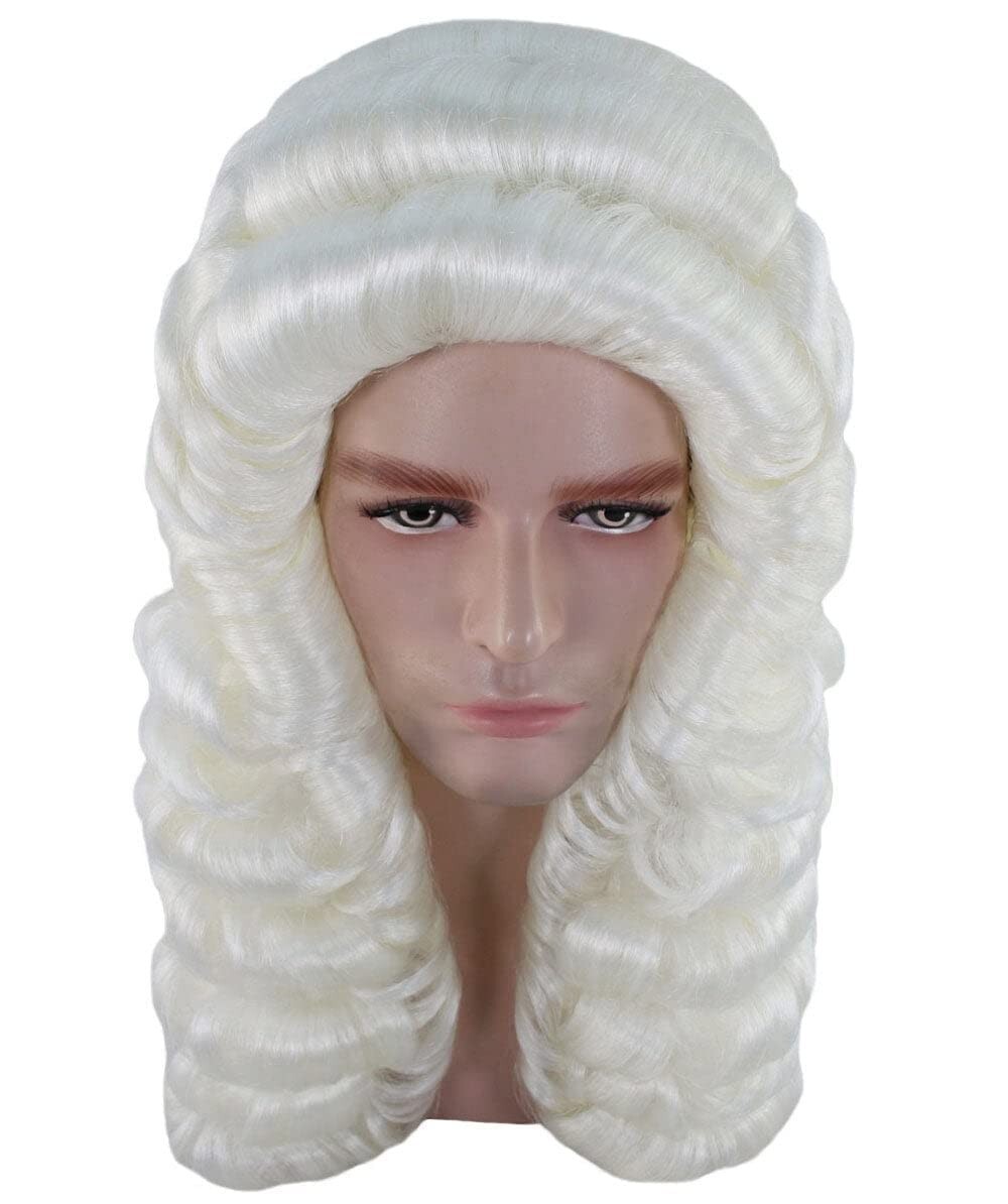 HPO Adult Men's Colonial Judge Curly Wig, White Color, HM-984 | eBay UK