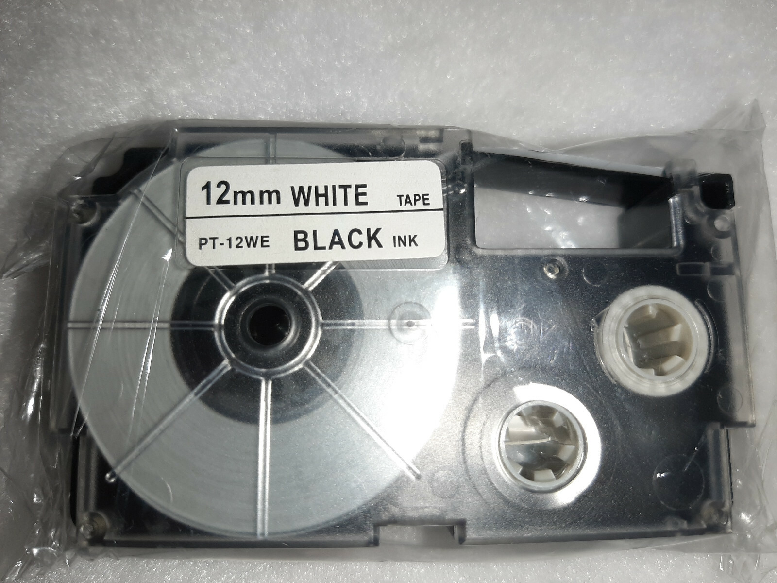 3-Pack replace Casio XR-12WE label tape, Color: black on white, Size: 1 ...