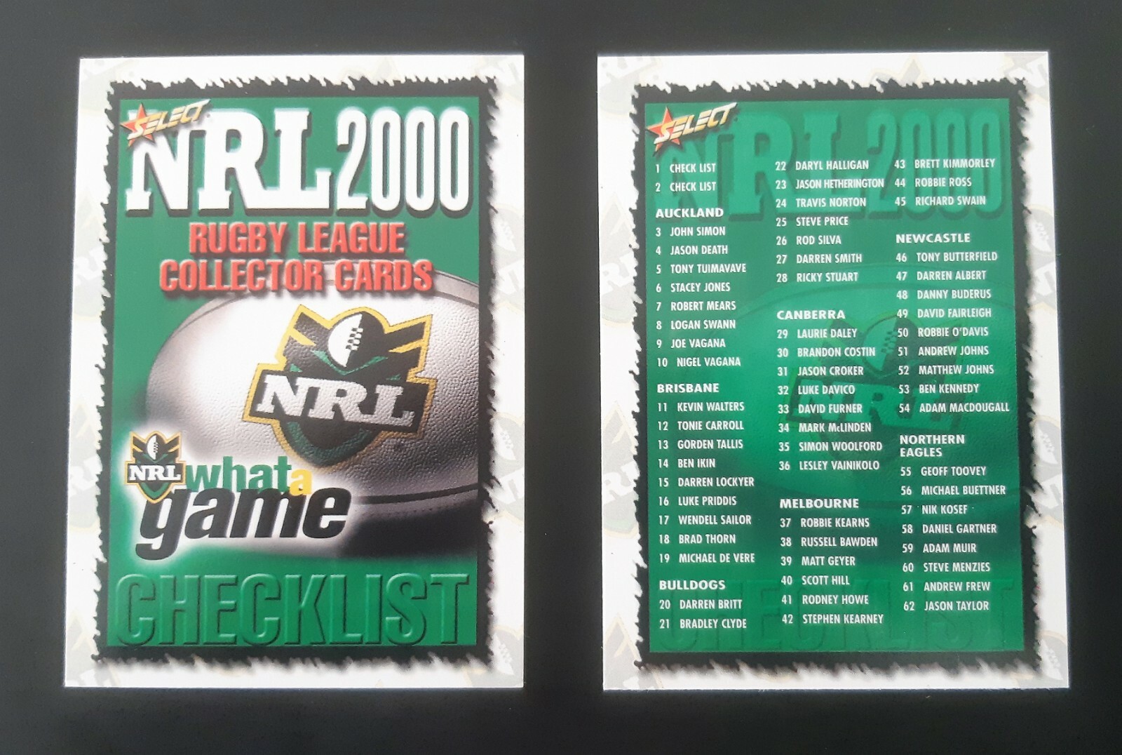 2000 NRL Select INAUGURAL Cards - Team Sets | eBay Australia