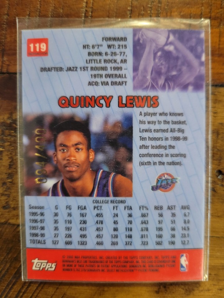 1999-00 Bowman's Best Refractor /400 Quincy Lewis #119 Rookie RC | eBay