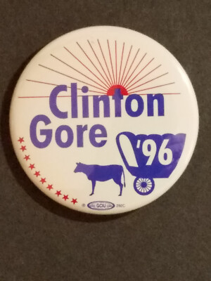Clinton Gore 96 Covered Wagon Pinback Button | eBay