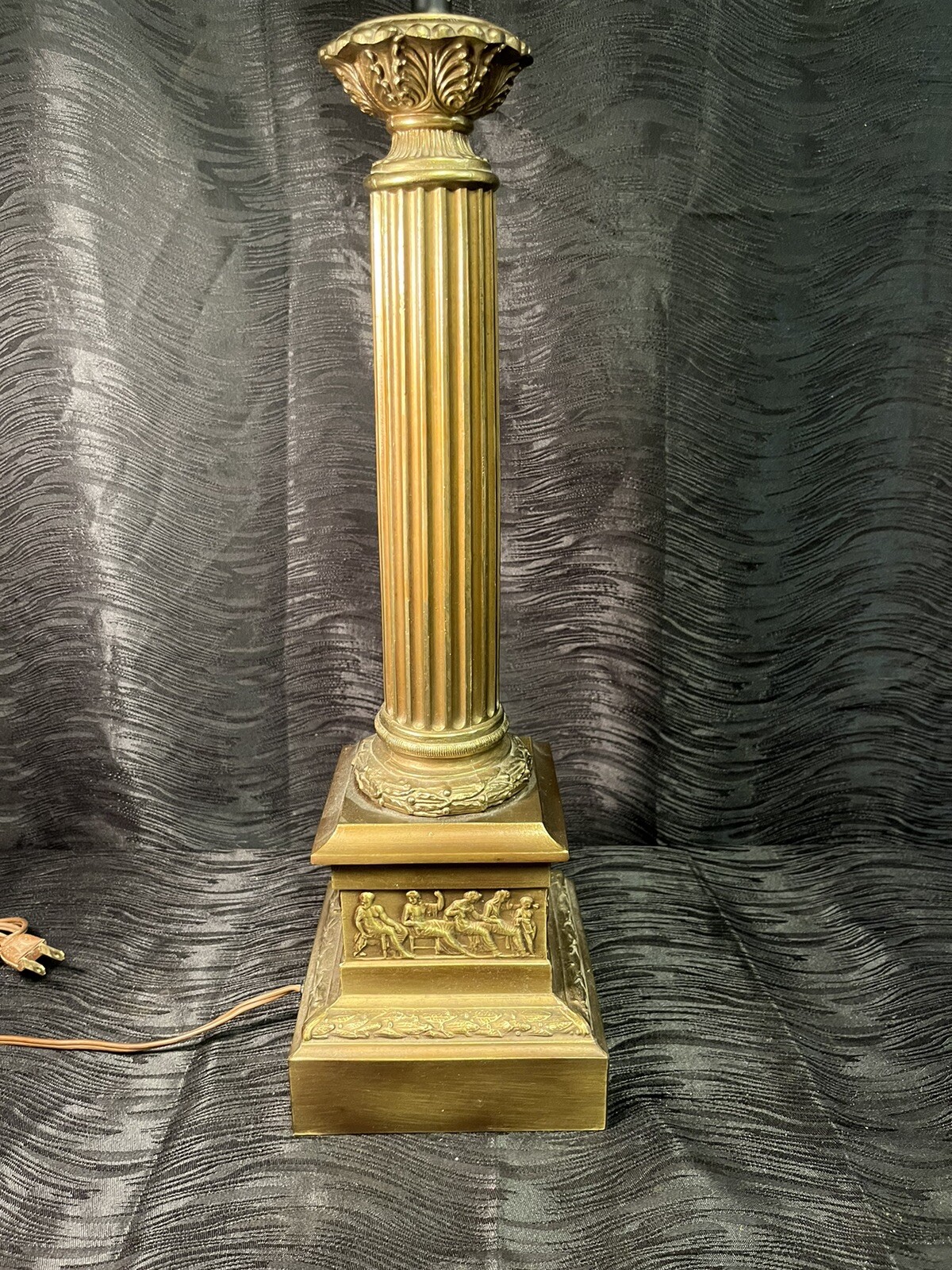 Vintage Brass Corinthian Empire Column Table Lamp Greek Roman Parthenon ...