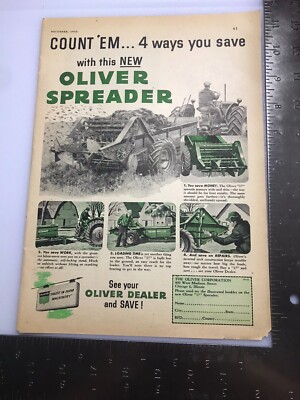 Vintage 1952 Oliver Spreader Manure Farm Machinery Original Print Ad | eBay