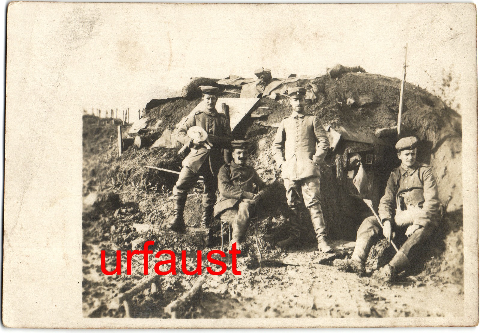 German WWI Soldiers with Cat at Dugout Photo | eBay