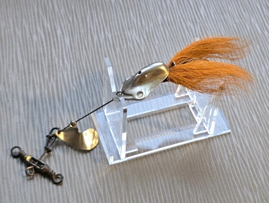 Vintage Al Foss Frog #2 Metal Fishing Lure C. Schlipp Orange Bucktail ...