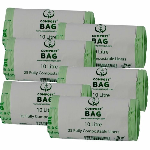 10 Litre x 150 CompostBag Compostable Food Waste Caddy Liner Bin Bags ...