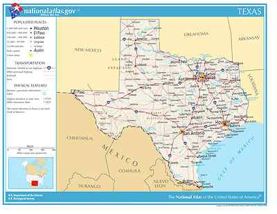 Texas State Reference Laminated Wall Map | eBay