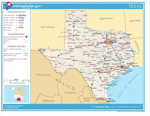 Texas State Reference Laminated Wall Map | eBay