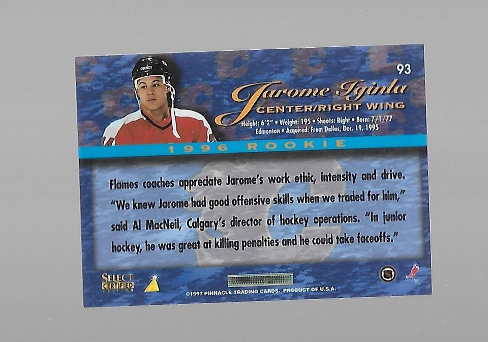 1996-97 Jarome Iginla, Pinnacle Select Certified, Rookie | eBay