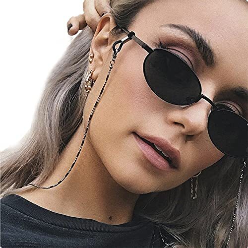 Gothic Beaded Bar Eyeglass Chain Necklace Punk Sunglasses Holder Cords ...