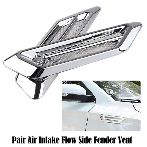 2Pcs Chrome Car Air Intake Flow Vent Side Fender Stickers Mesh Grille ...