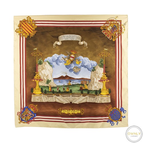 Rubinacci Napoli Brown Tan 100% Silk Dancing Court Yard Hand Rolled ...