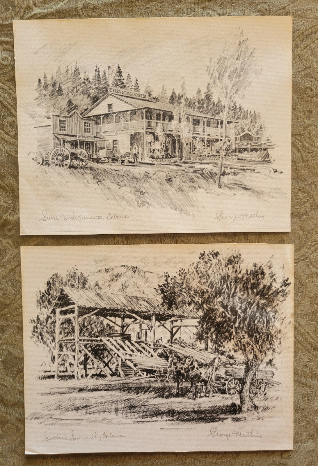 2 George Mathis signed Prints Sierra Nevada House III Coloma & Sutters ...