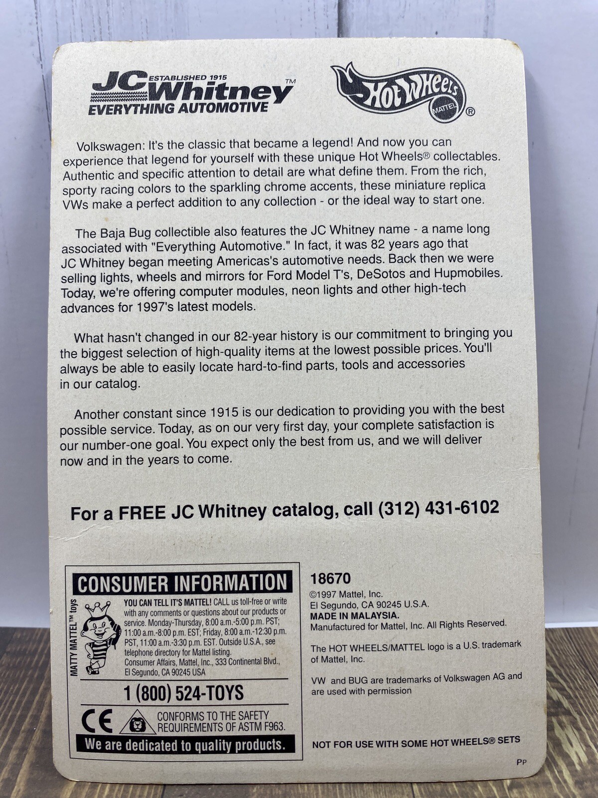 1998 Hot Wheels JC Whitney VW Baja Bug Exclusive Promo NOS/NOC w ...