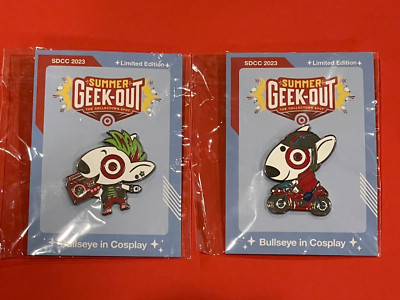 2 Target Pins Summer Geek-Out Collectors Spot Fandom Bullseye Dog SDCC ...