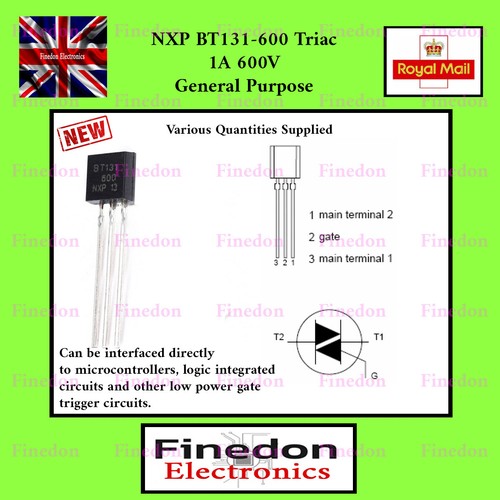 NXP BT131-600 Sensitive Gate Triac 1A 600V Various Pack Sizes UK Seller ...