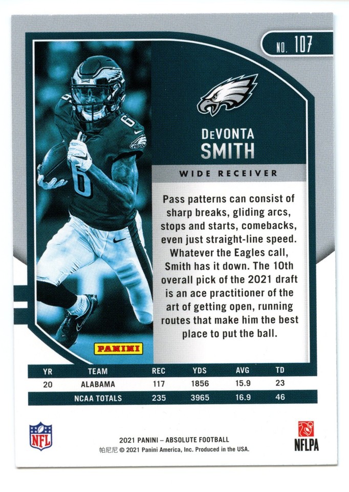 2021 Panini Absolute Football - DeVonta Smith - Rookie Card - #107 | eBay