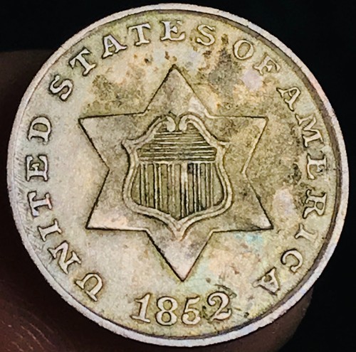 1852 Three Cent Silver Piece Trime 3c Type 1 Ungraded Choice US Coin ...