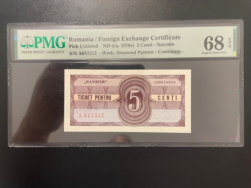 Romania Navrom Constanta 1970 5 centi Foreign Exchange Certificate pmg ...